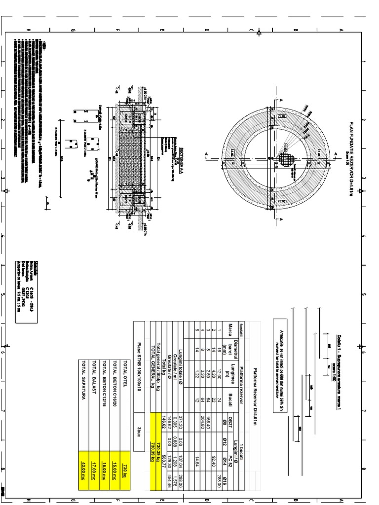 Plan Armare Platforma Rezervor 4.61 M | PDF