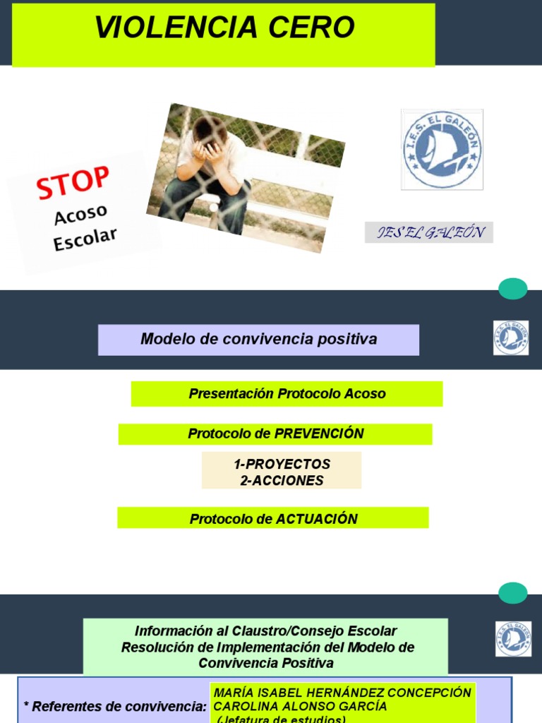 Presentacion Protocolo Acoso Escolar Ies El Galeon | PDF