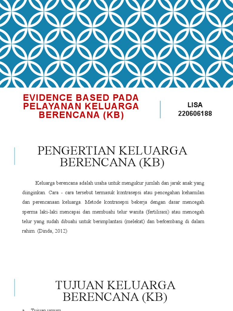 Makalah Evidence Based Pada Pelayanan KB (Lisa 220606188) | PDF