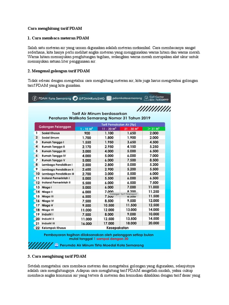 Cara Menghitung Tarif PDAM | PDF