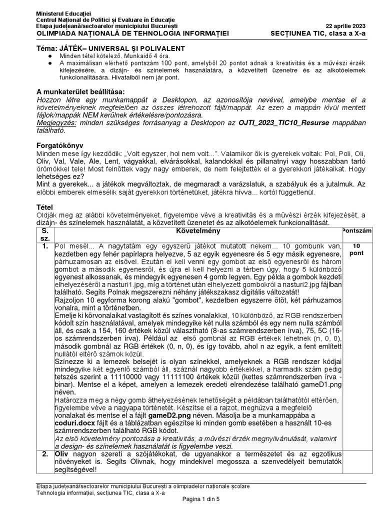 Ojti 2023 Tic10 Subiect Lma | PDF