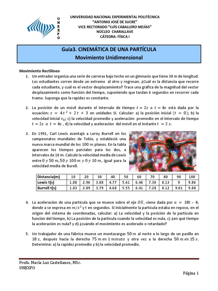Tema 4 - Cinematica Unidimensional | PDF