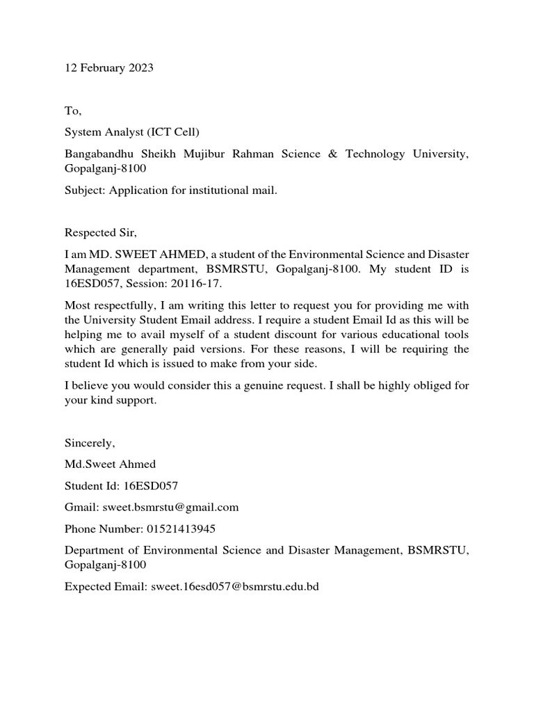 Request for University Email Access | PDF