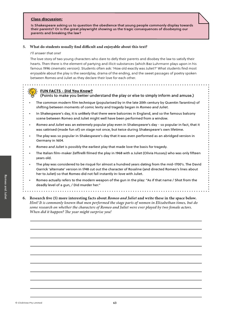 Romeo and Juliet - Lesson Plans AUS (1) (Dragged) 4 | PDF | Romeo And ...