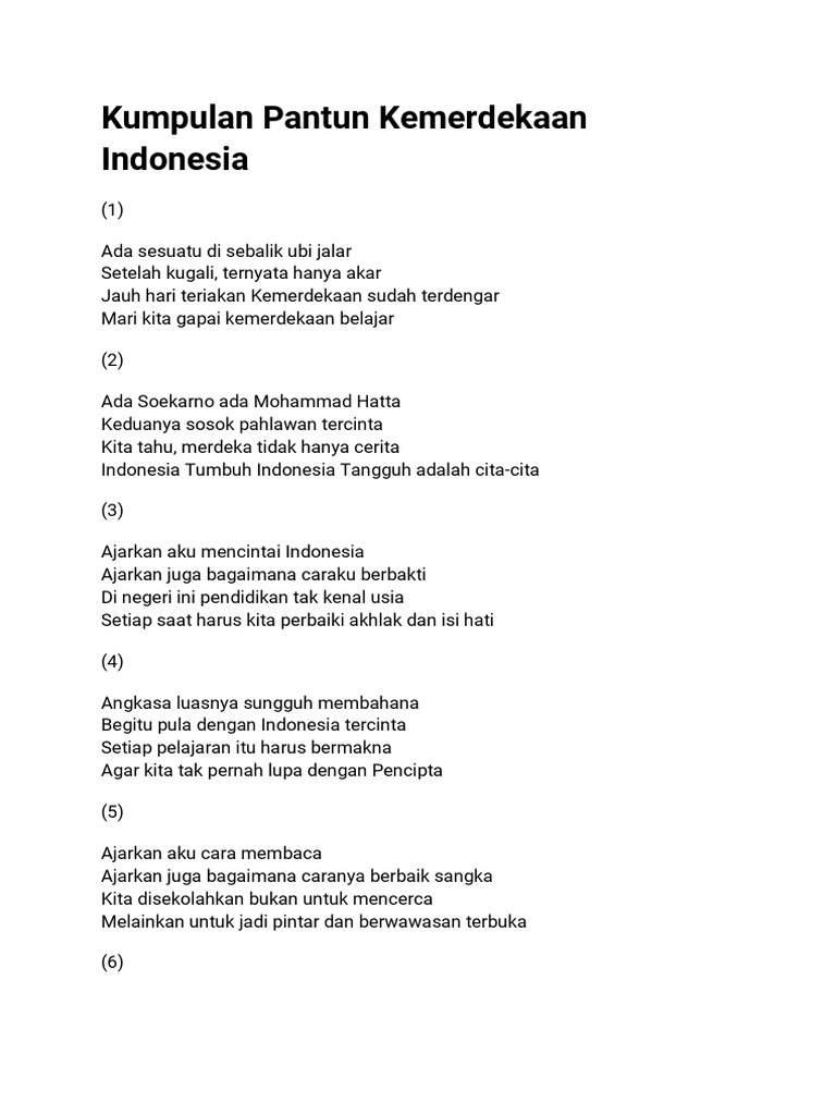 Kumpulan Pantun Kemerdekaan Indonesia | PDF