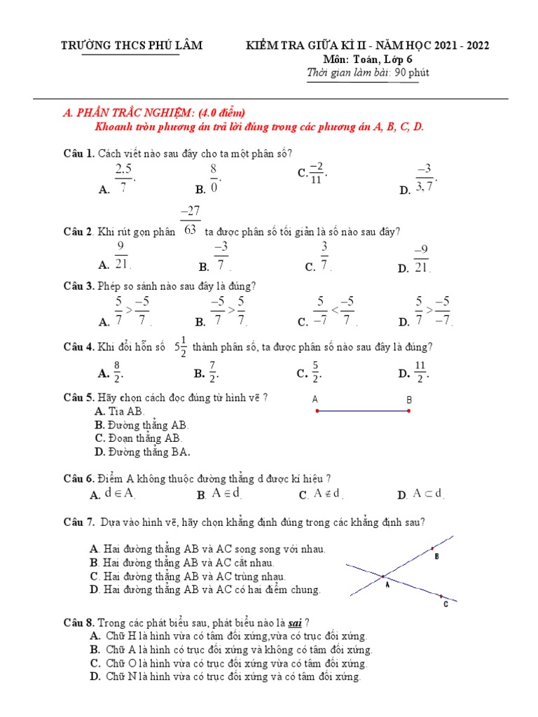De Kiem Tra Giua Ki II Toan 6 Moi Co Ma Tran Va Bang Dac Ta | PDF