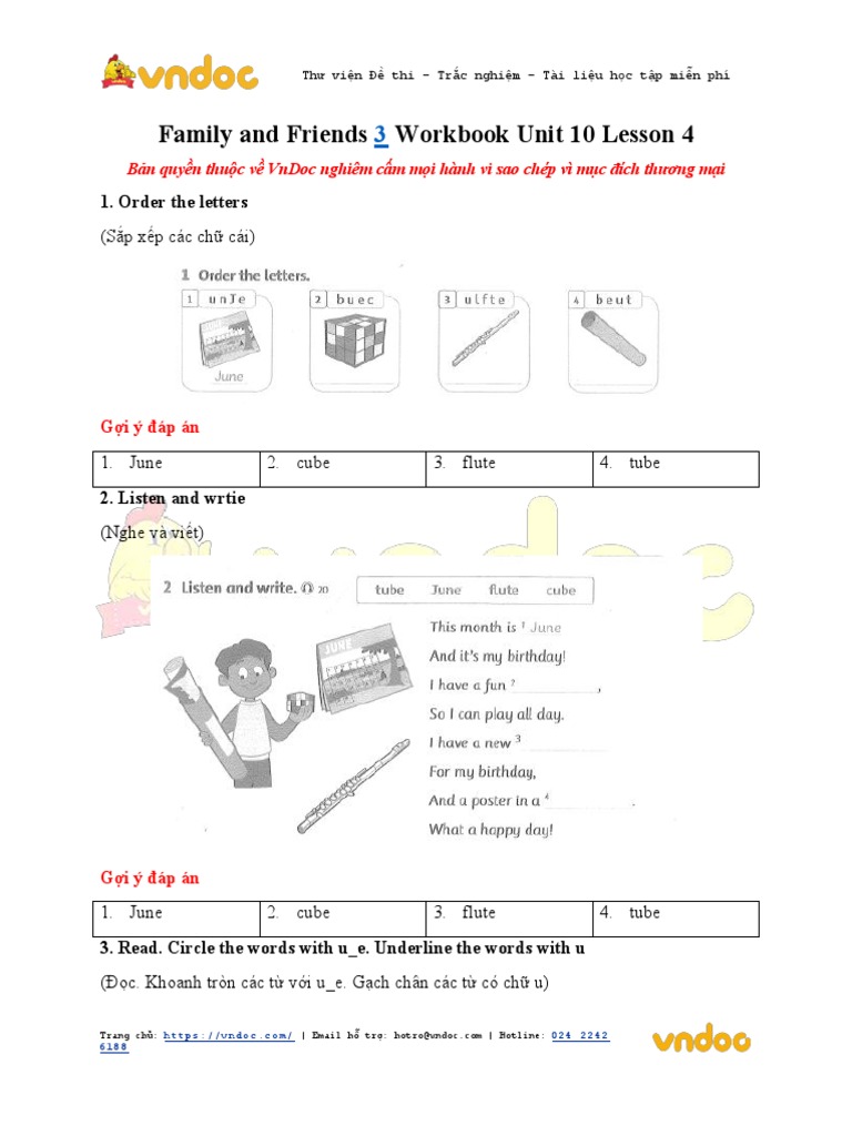 Family and Friends 3 Workbook Unit 10 Lesson 4 | PDF
