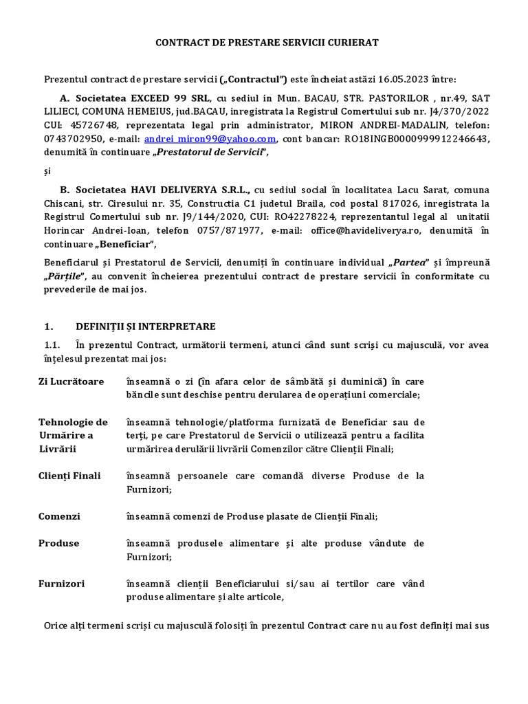 Contract Colaborare - HAVI | PDF | Finance & Money Management | Law