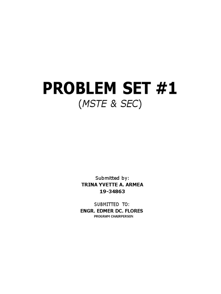 Problem Set #1 (Mste & Sec) - Trina Yvette Armea | PDF