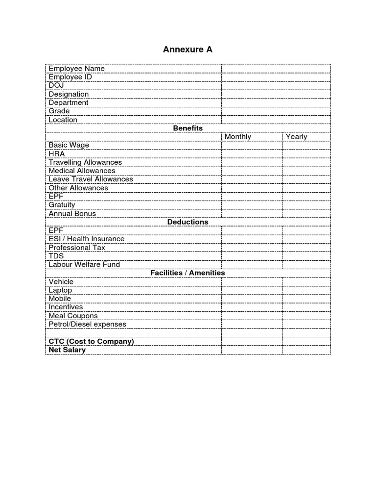 Salary Annexure Format in Word | PDF | Business | Finance & Money Management