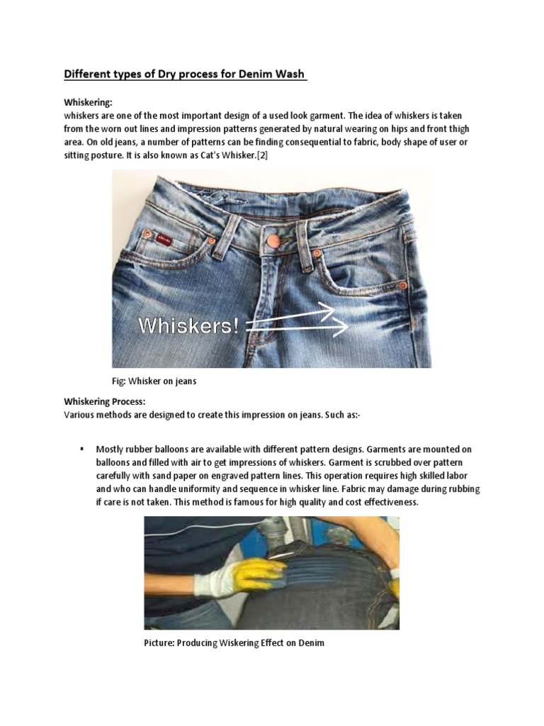 Different Types of Dry Process For Denim Wash | PDF | Jeans | Clothing