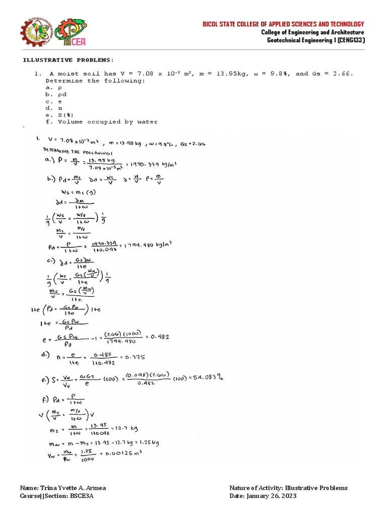 Illustrative Problems - CENG133 | PDF | Natural Materials | Soil Science