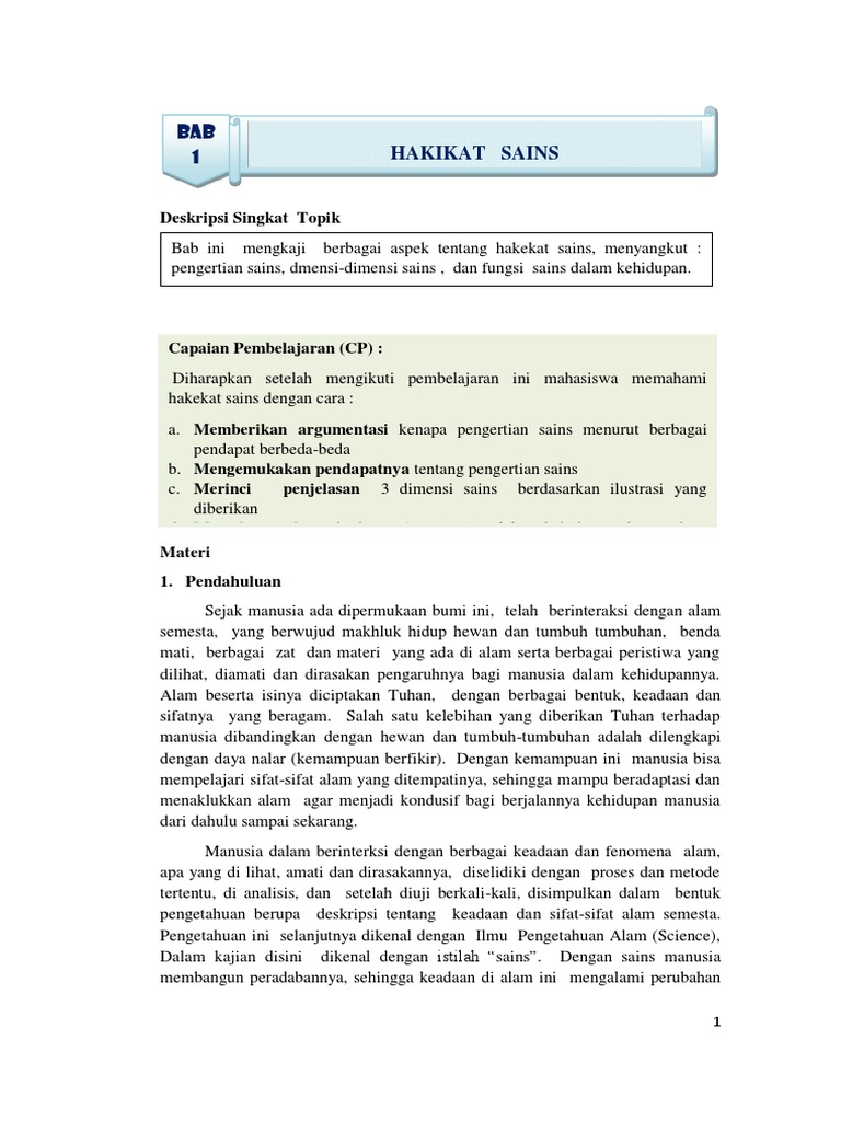 Bab 1 DDS - Hakikat Sains | PDF