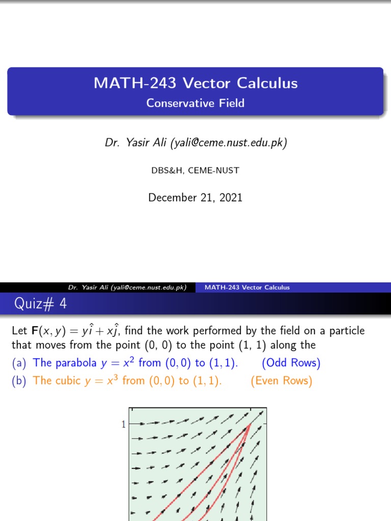 MATH-243 Vector Calculus: Conservative Field | PDF | Derivative | Geometry