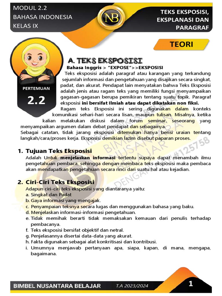(Siswa) Modul Pertemuan 2 Bab 2 Teks Eksposisi, Teks Eksplanasi Dan Paragraf | PDF