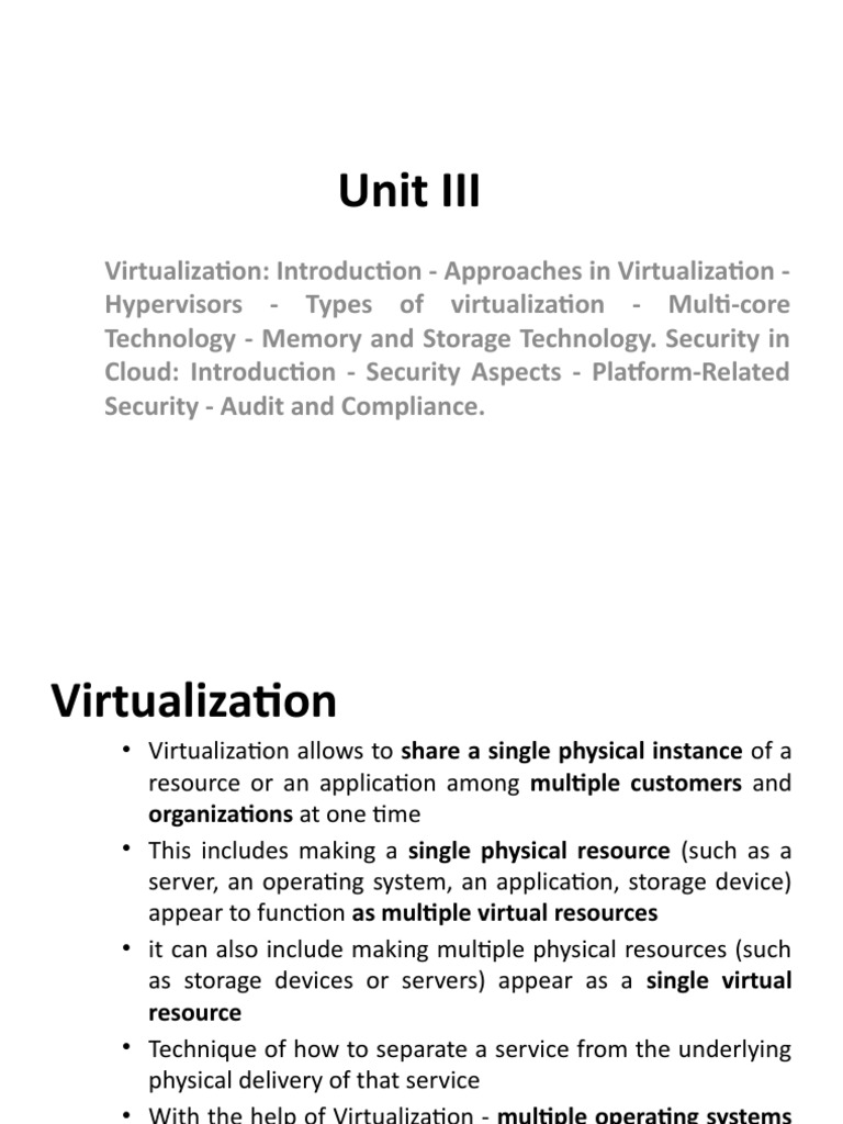 Cloud Computing - Unit III - CG | PDF | Virtualization | Cloud Computing Cloud Computing - Unit III - CG | PDF | Virtualization | Cloud Computing