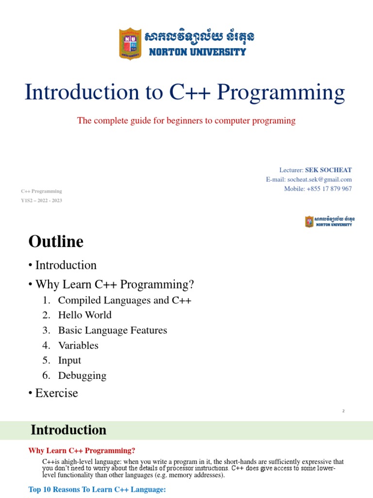 C++ Chapter 01 - Introduction | PDF | Computer Programming | C++