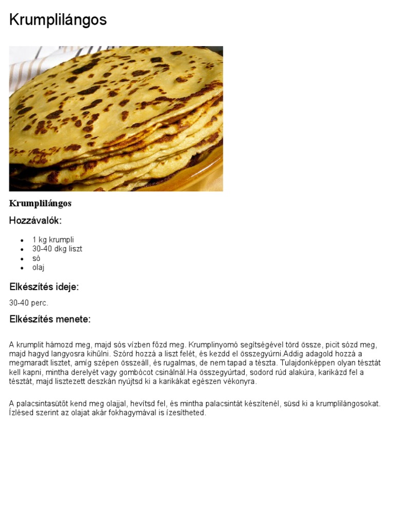 Krumplilángos | PDF