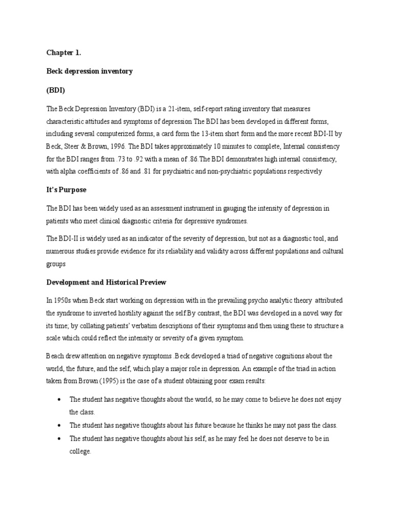 Beck Depression Inventory | PDF
