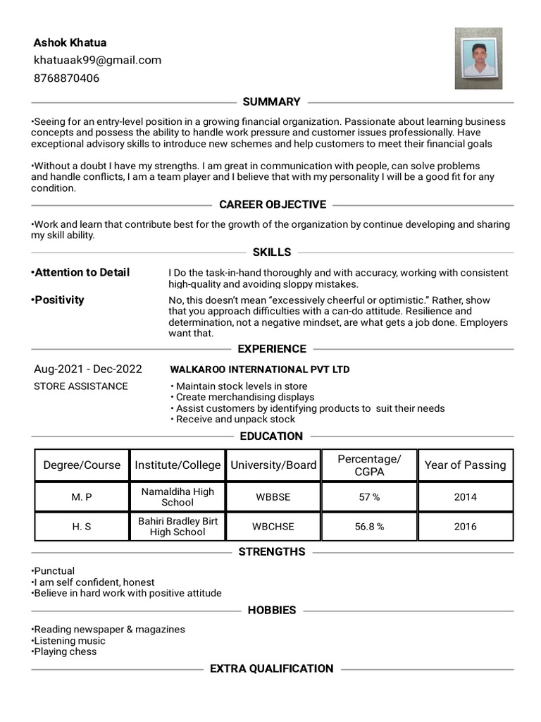 Wa Resume - Ashok Khatua - Format3 | PDF | Cognitive Science ...