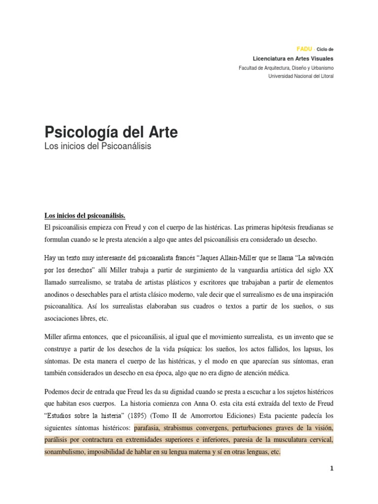 Los Inicios Del Psicoanálisis | PDF | Carné de identidad | Mente inconsciente