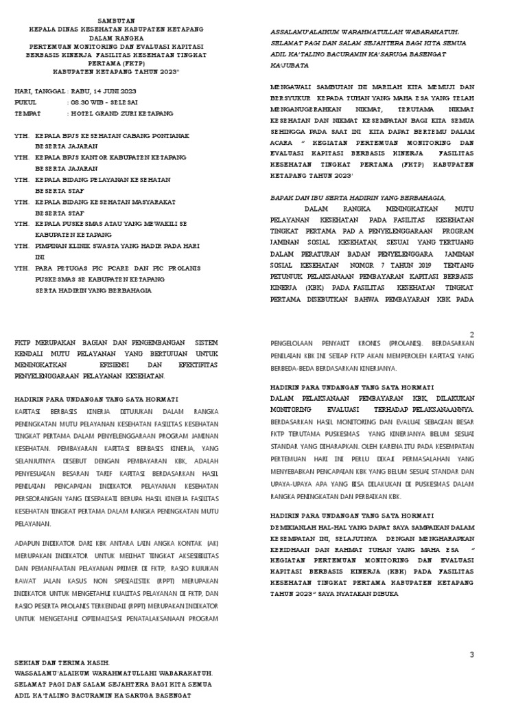 Pidato Monev KBK | PDF