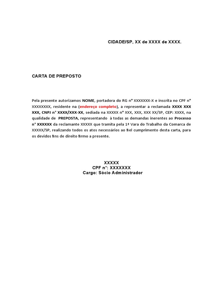 Autorização de Preposto para Processo Trabalhista | PDF | Direito