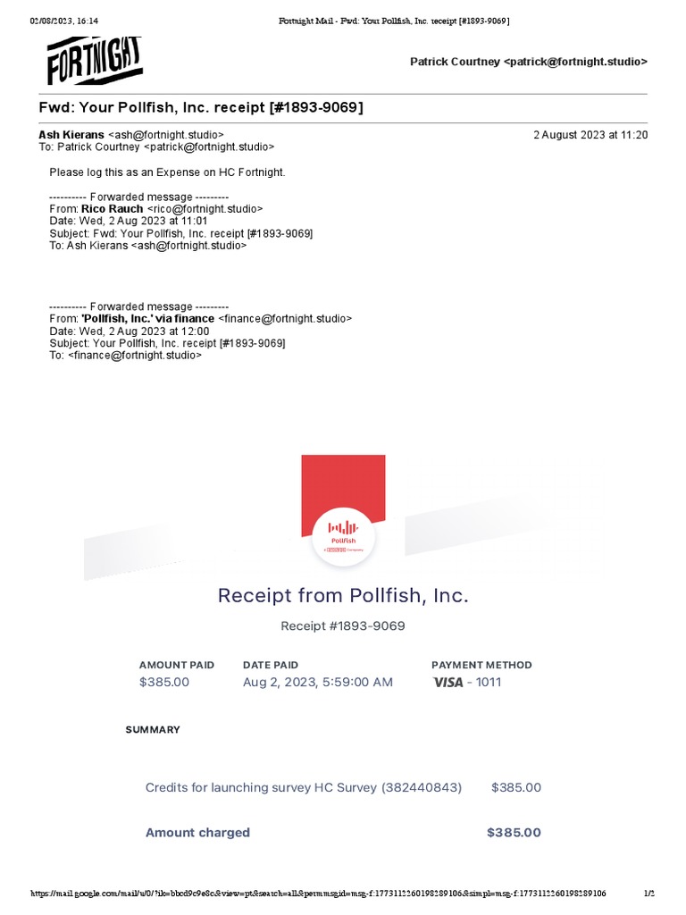 Finance Team: Log Pollfish Expense | PDF | Receipt | Accounting