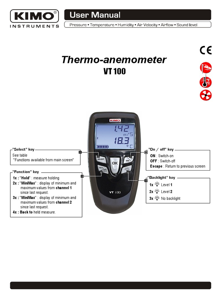 Kimo vt100 User Manual | PDF | Manufactured Goods | Chemical Engineering