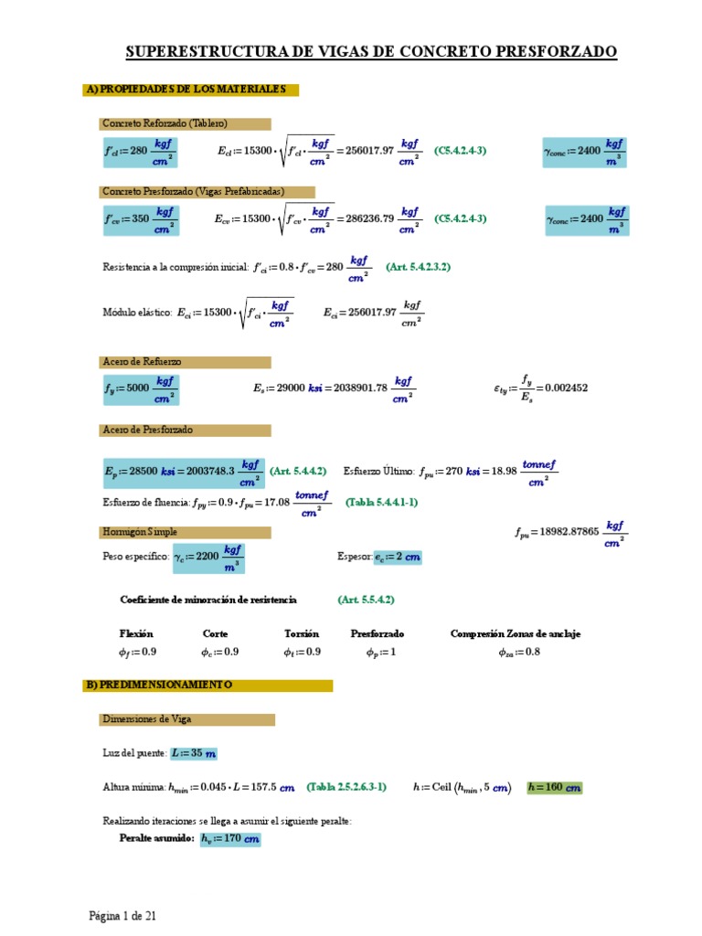 Diseño De Vigas Presforzadas Pdf Viga Estructura Hormigón