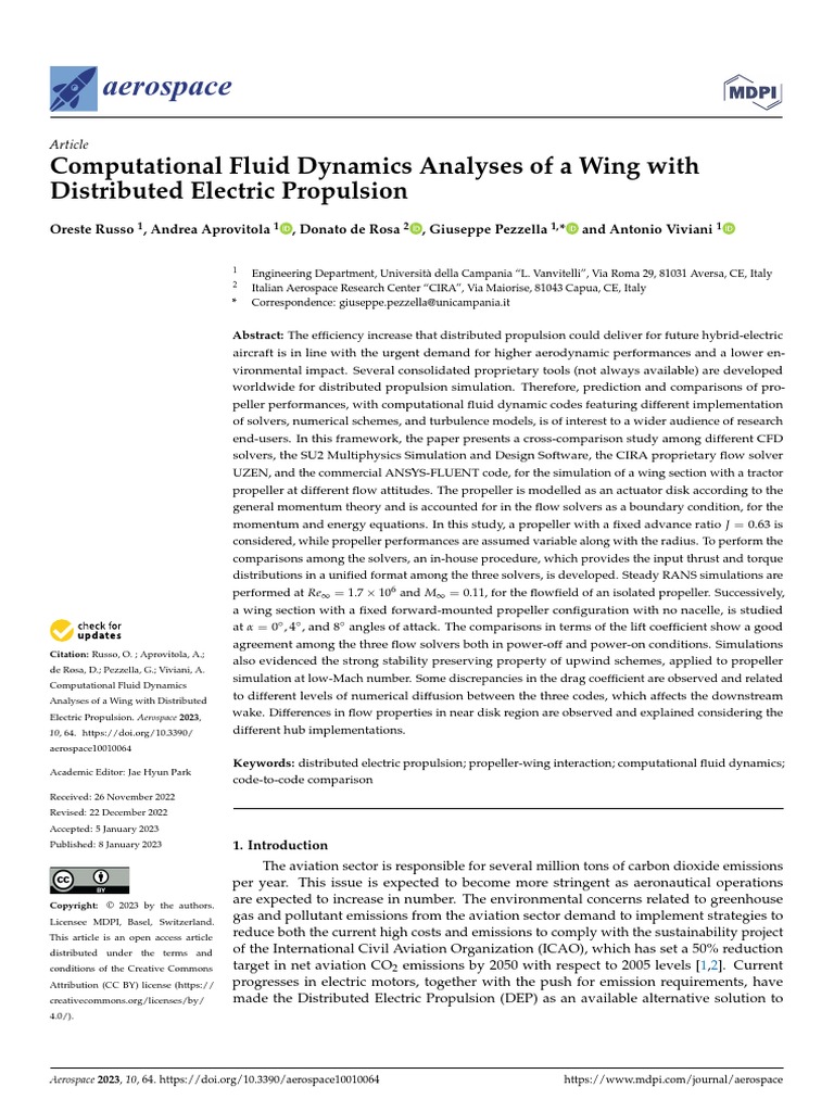 Aerospace 10 00064 v2 | PDF | Computational Fluid Dynamics | Fluid Dynamics Aerospace 10 00064 v2 | PDF | Computational Fluid Dynamics | Fluid Dynamics