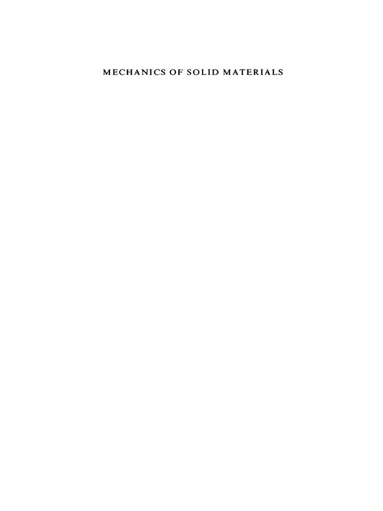 Mechanics of Solid Materials | PDF
