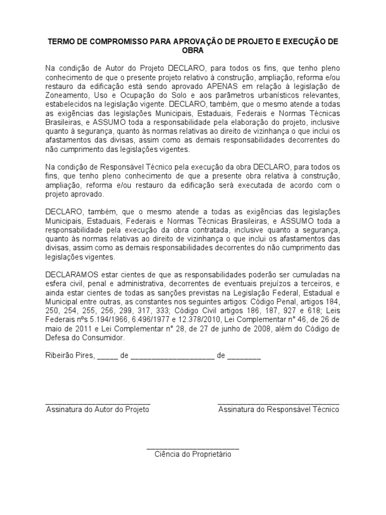 Termo de Compromisso-Modelo Simples | PDF