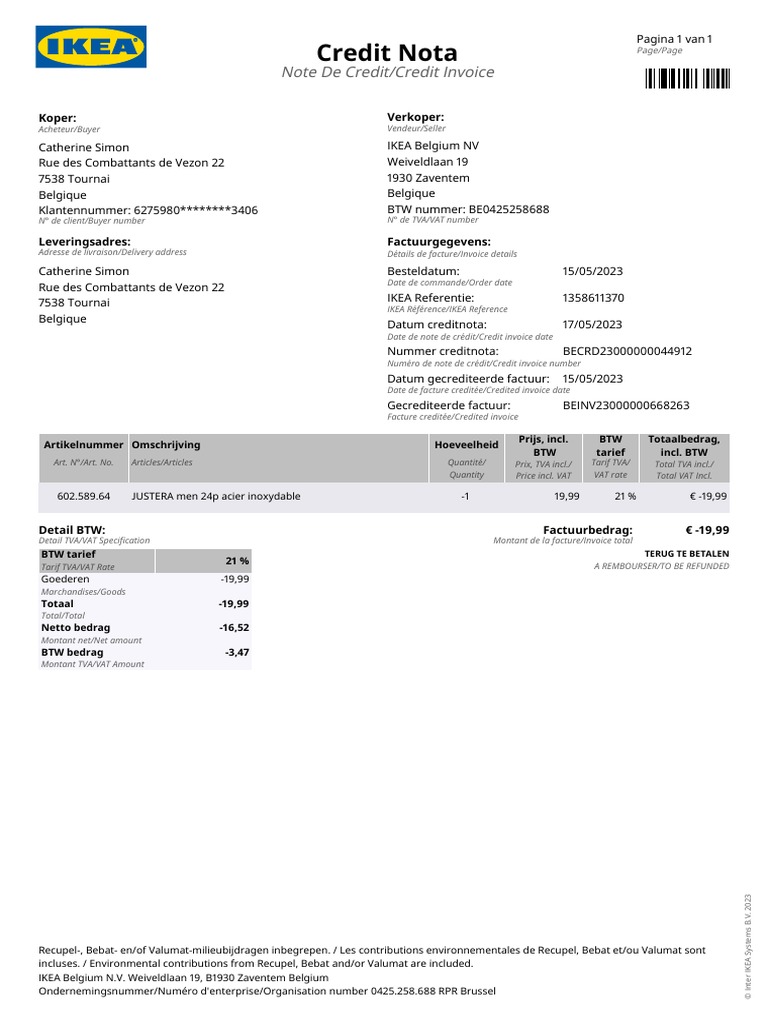 Note de crédit | PDF