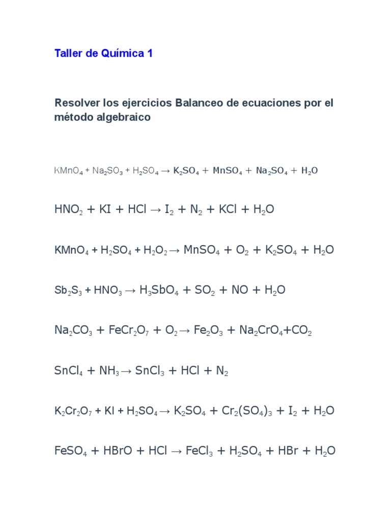 Taller Química #1 - Repaso | PDF