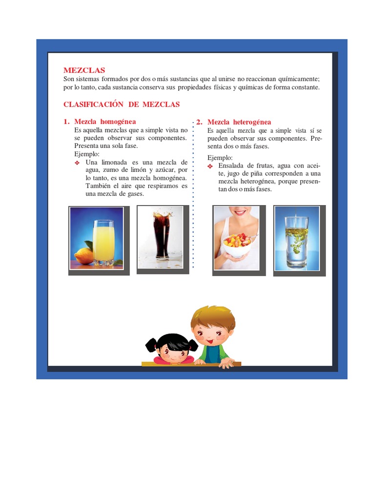 Mezclas Homogéneas y Heterogéneas Mía Christian | PDF | Mezcla ...