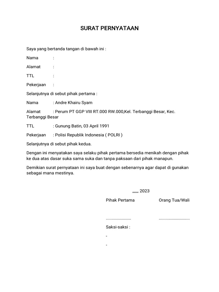 Surat Pernyataan Spm | PDF