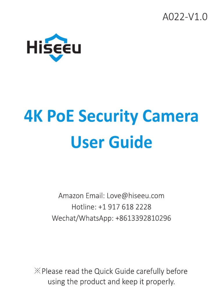 4K PoE Camera User Manual | PDF