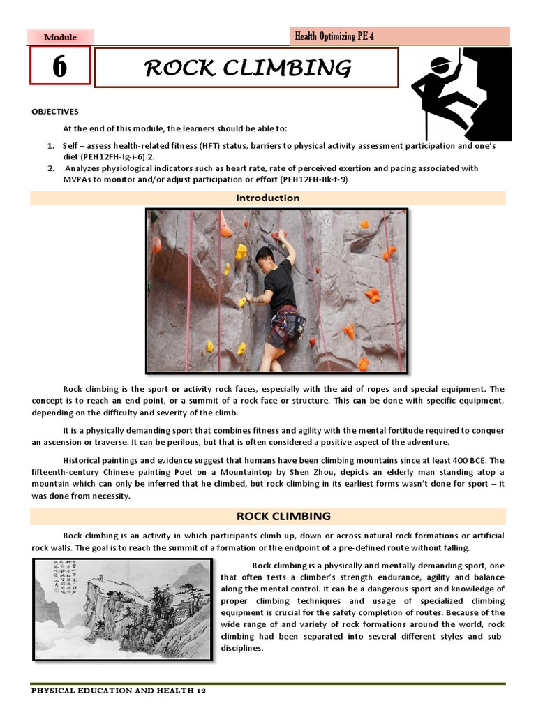 PE 12 Module 6 ROCK CLIMBING | PDF | Rock Climbing