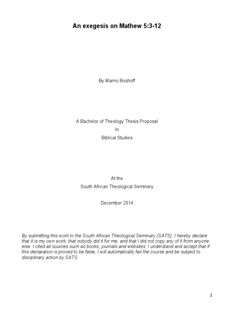 The - Beatitudes - An - Exegetical - Study - On - The Matthew 5 | PDF