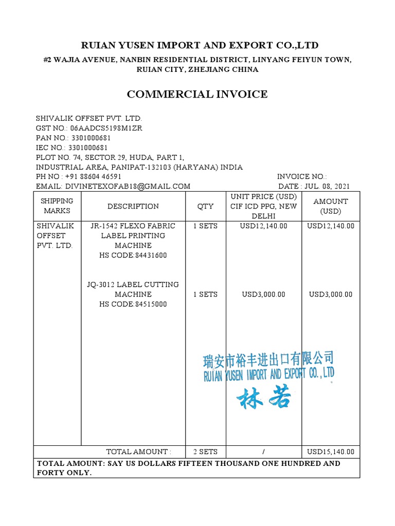 Invoice and Packing List | PDF | Business Documents | Accounting