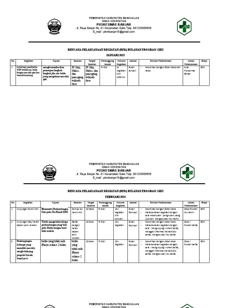 RPK Bulanan Gizi 2023-1 | PDF