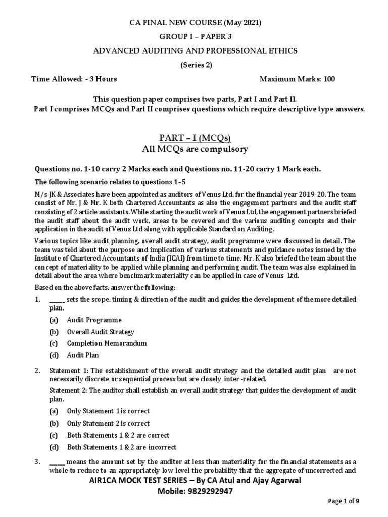 AUDIT 2 New Question Paper | PDF | Audit | Economies