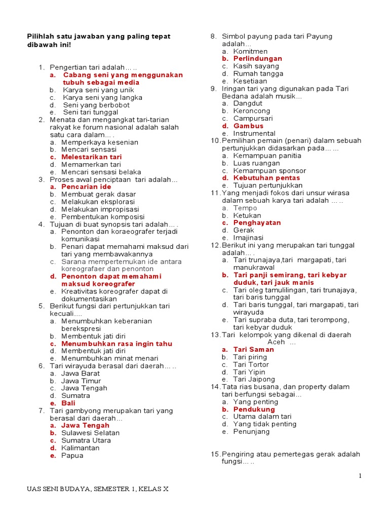 Soal Uas SMTR Ganjil KLS X Sman 4 Sgr...... | PDF