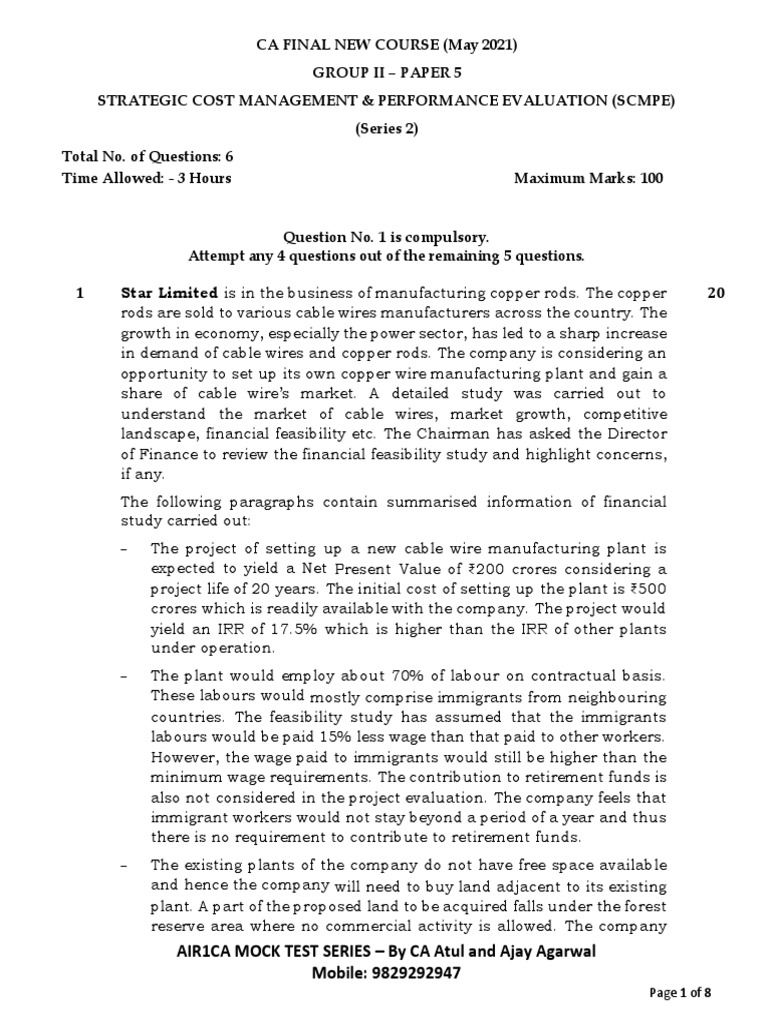 SCMPE 2 Question Paper | PDF | Labour Economics | Hotel