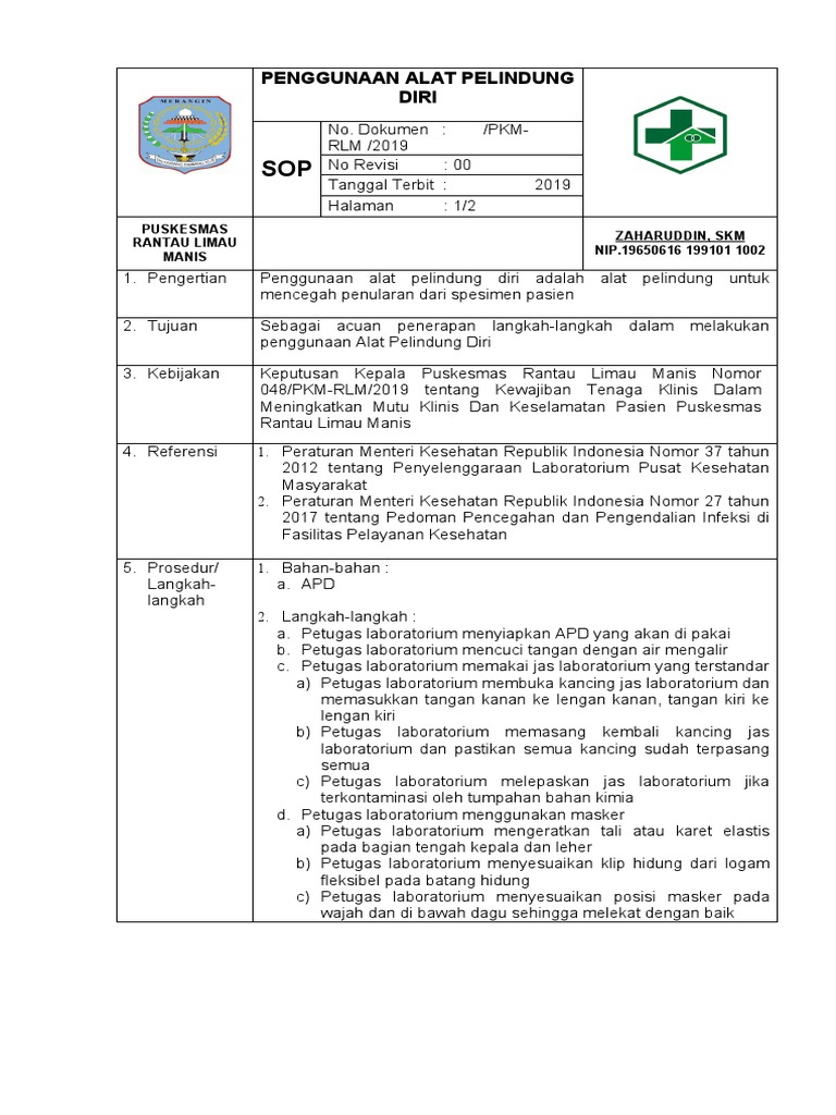 SOP Penggunaan APD | PDF