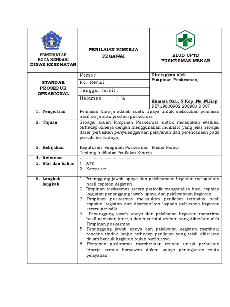 SOP TERBARU Penilaian Kinerja Pegawai 2023 | PDF