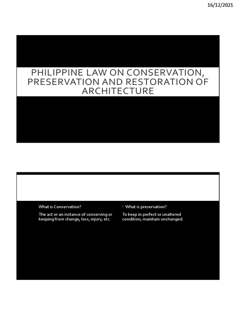 Conservation Preservation And Restoration Pdf Philippines