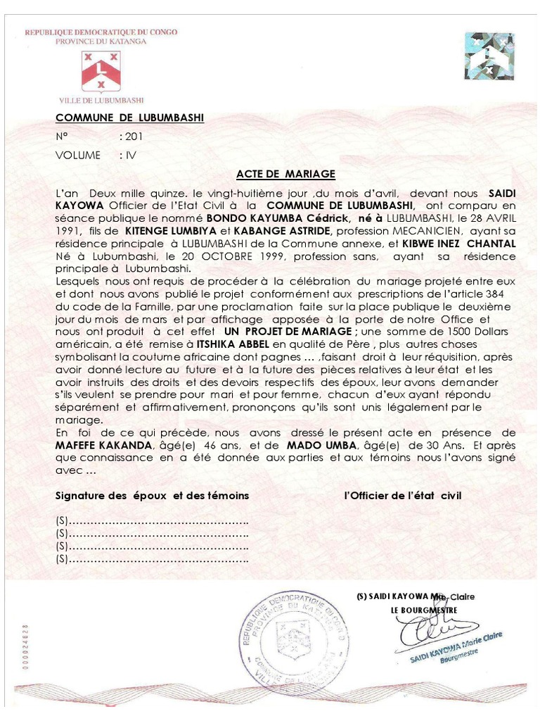 Certificat De Mariage Officiel Vierge GRILLE DE VÉRIFICATION AVANT