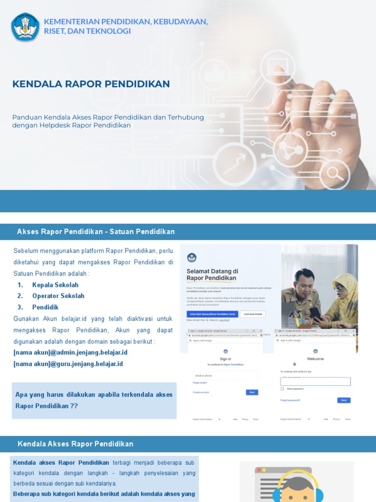 Panduan Kendala Rapor Pendidikan - Kendala Akses Rapor Pendidikan | PDF